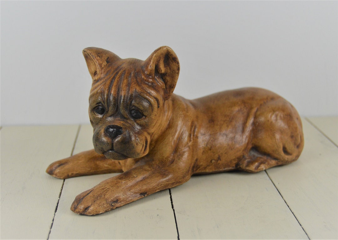 Vintage Plaster Chalkware BOXER Puppy 9 Figurine, Lying Position, Boxer ...
