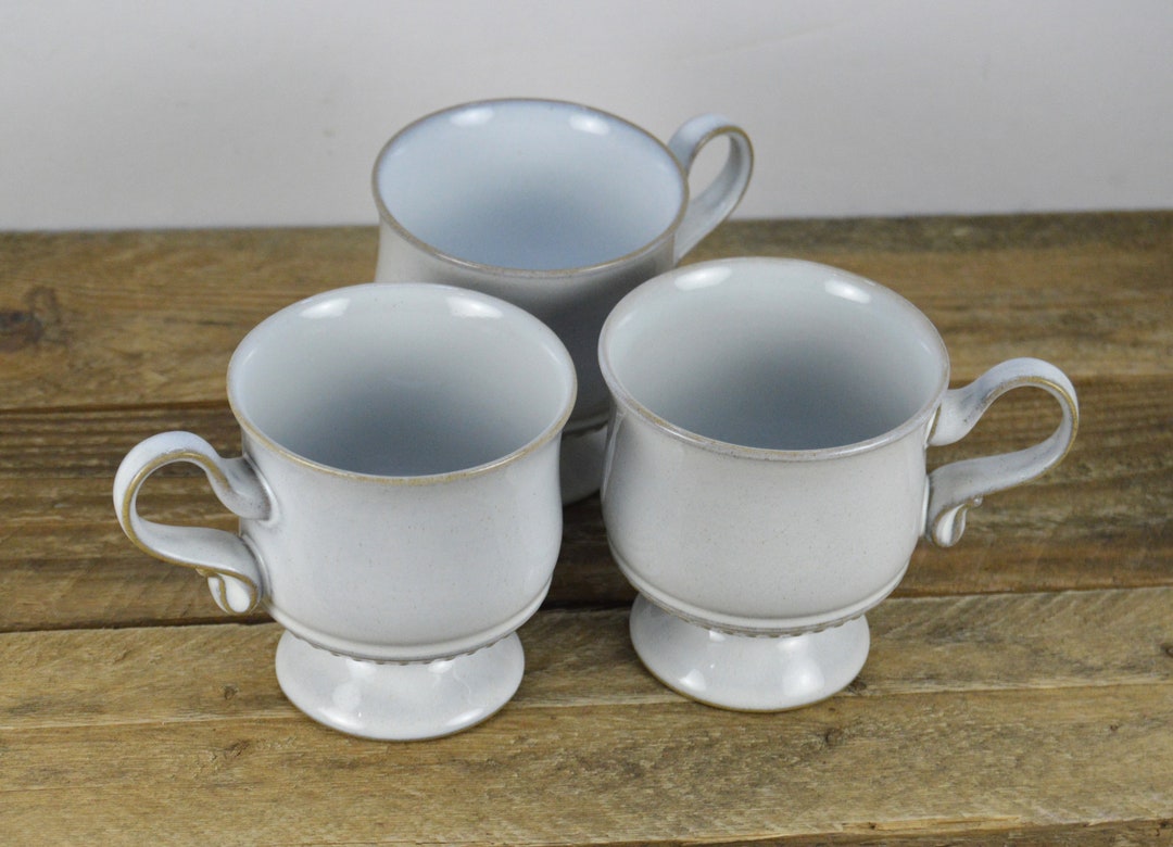 Set of 3 Denby-langley ALSACE 6 Oz Footed Cup, All White Over Brown ...