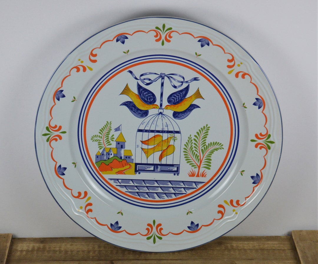 Georges Briard BIRD CAGE 12" Chop Plate Round Platter, Pale Blue, Blue ...