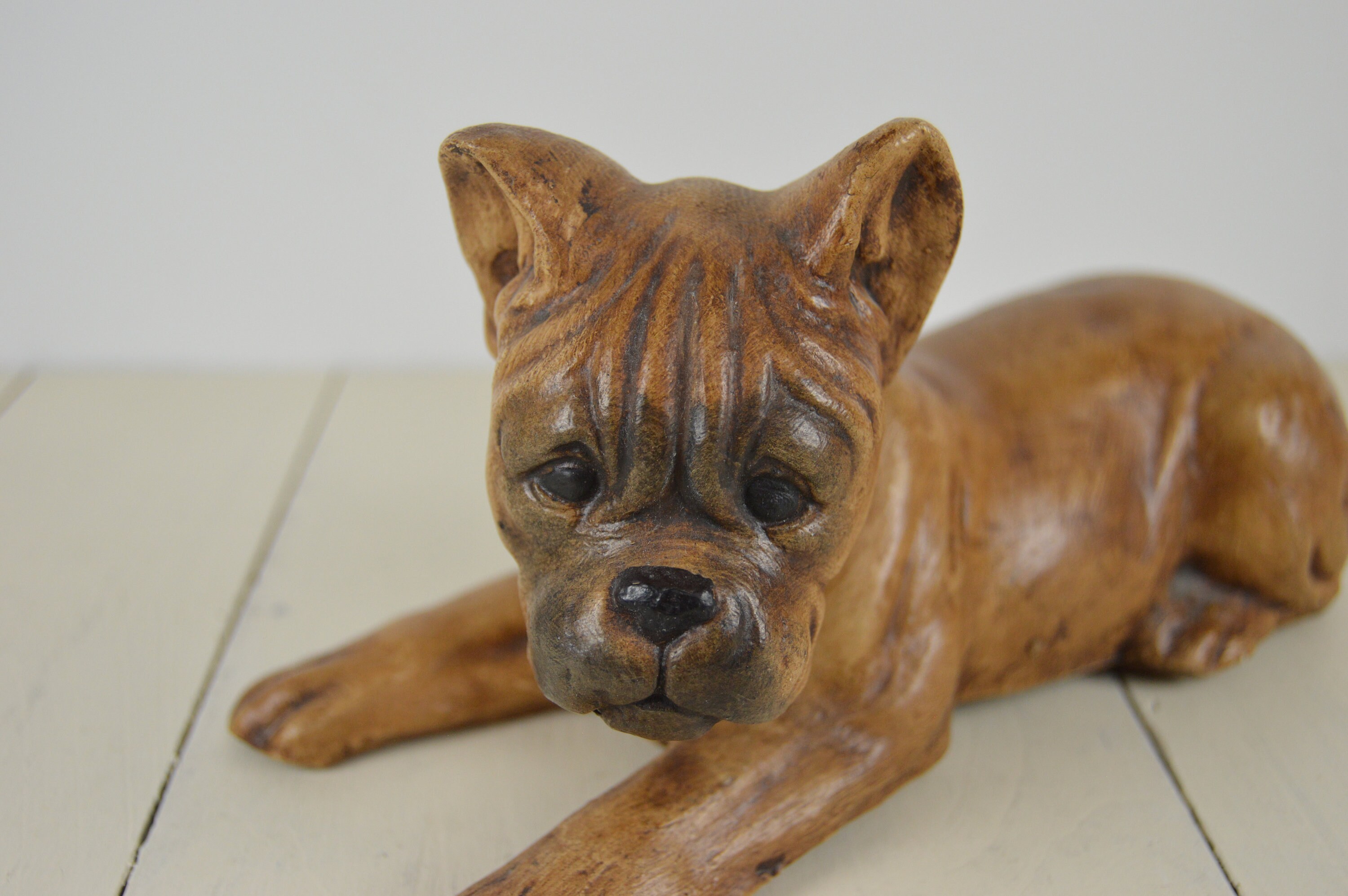 Vintage Plaster Chalkware BOXER Puppy 9 Figurine Lying - Etsy
