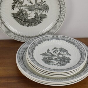 Set of 8 Adams MINUET Plates, 4) 8" Salad, 4) 6" Bread, Newer Backstamp ...