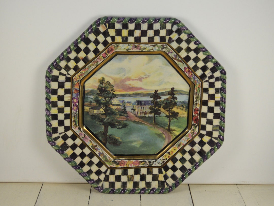 Mackenzie-childs MACLACHLAN 11.5" Plate, Scene With Houses Trees ...