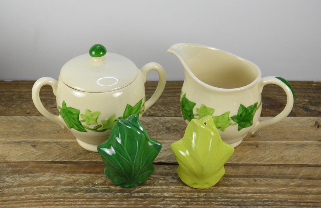 Franciscan IVY Sugar and Creamer Set With Ivy Salt and Pepper Shakers ...