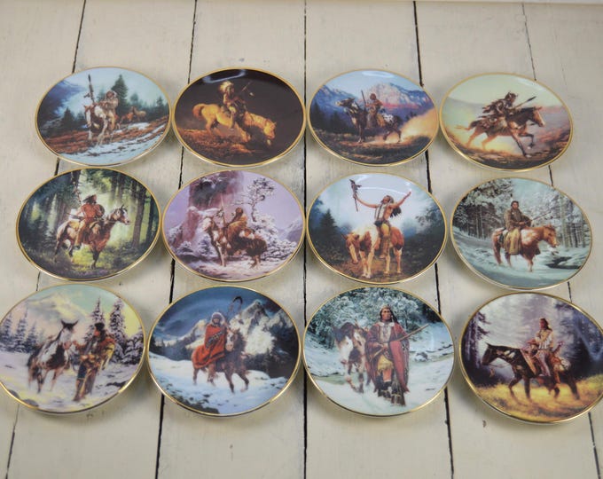 Set of 12 Hamilton Collection MYSTIC WARRIOR 3 5/8" Mini Plates, Native ...