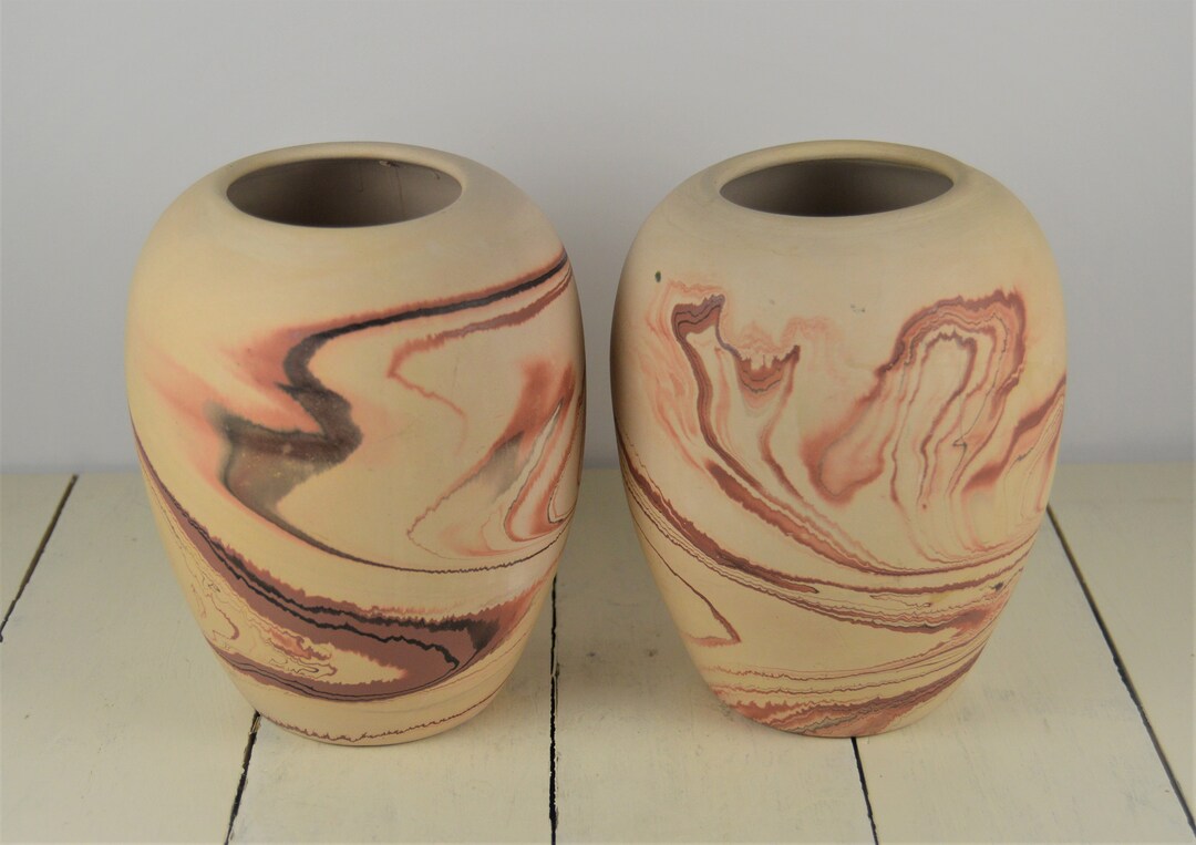 Pair of Nemadji Pottery Vases 6, Indian River Handmade USA, Matte Outer ...