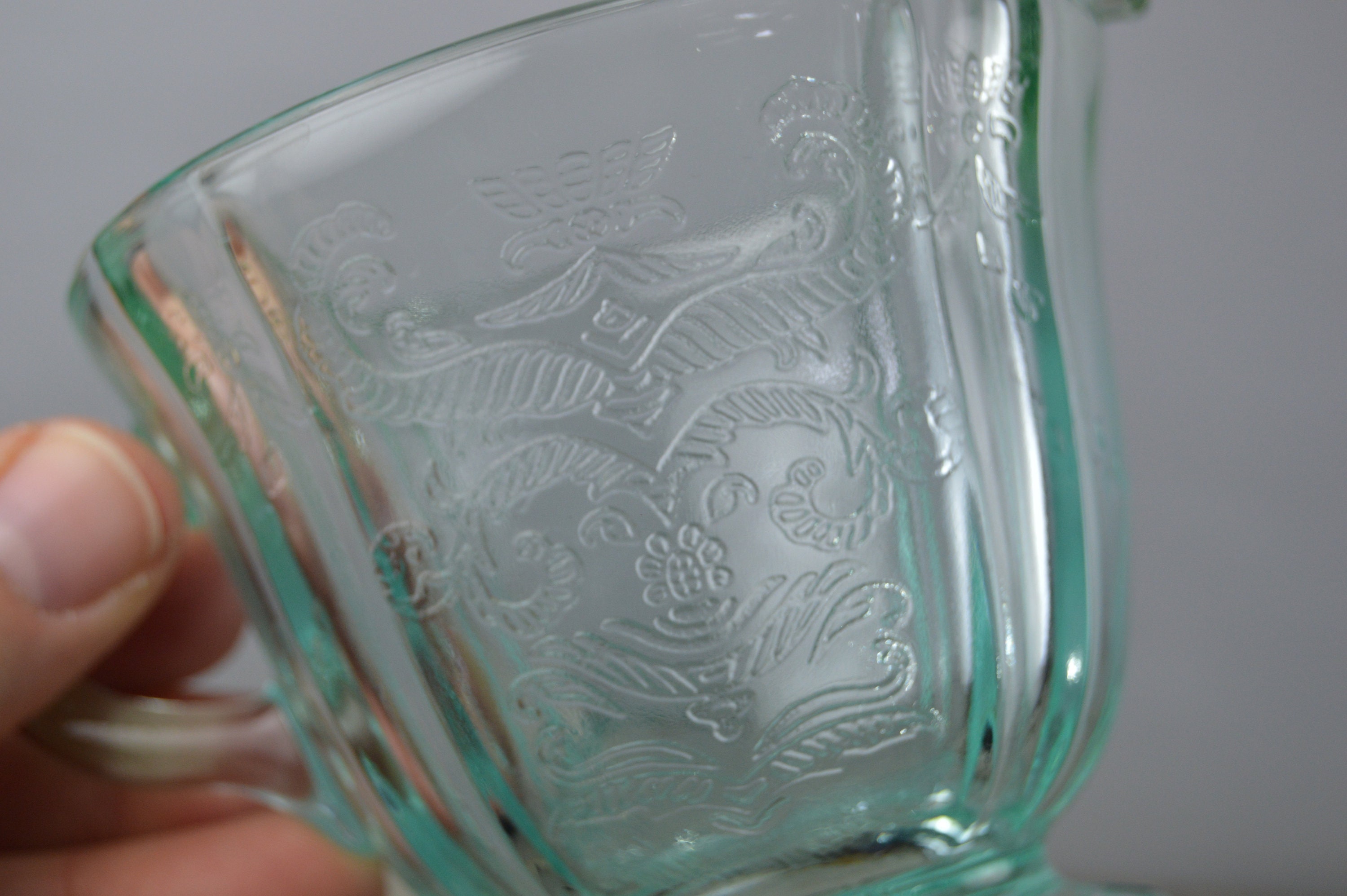 Indiana Glass RECOLLECTION GREEN Teal/aqua Open Sugar Bowl and Creamer ...