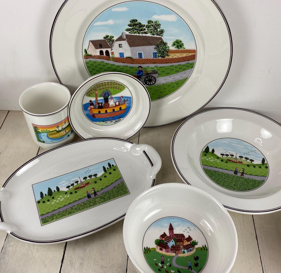 6 Pcs Villeroy & Boch DESIGN NAIF, 1 Each) 10" Dinner Plate, 10" Pickle ...