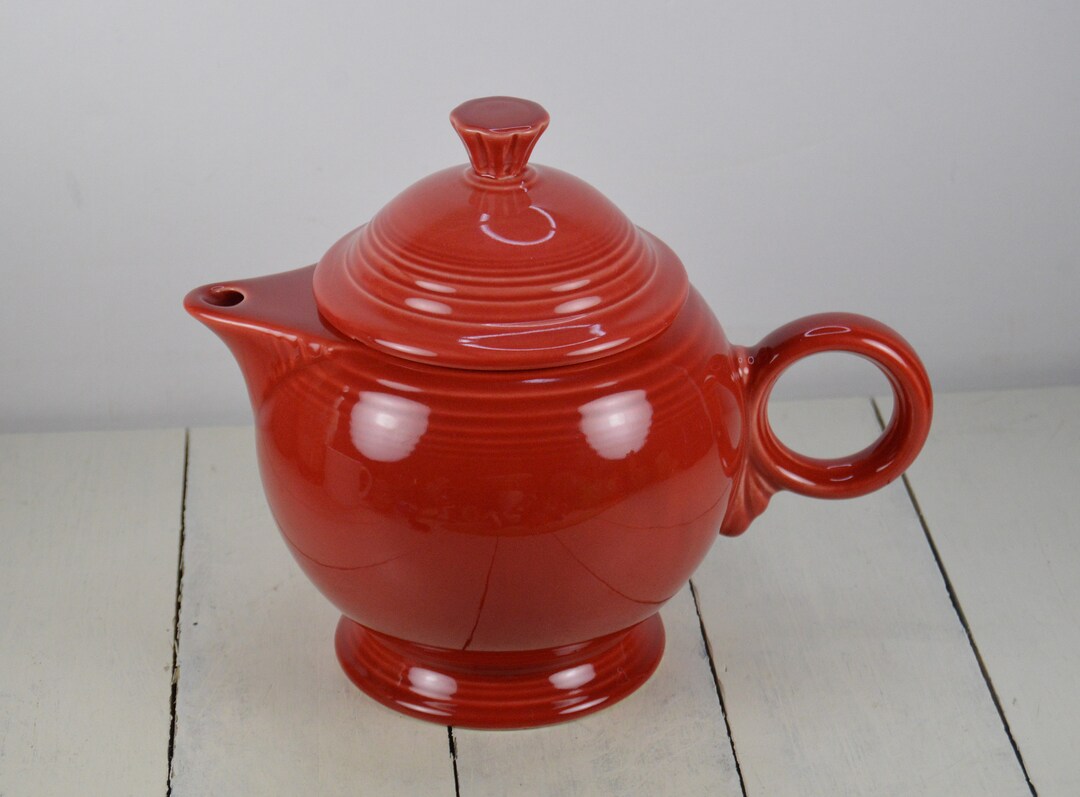 Fiesta SCARLET Red 5 Cup Teapot, Pedestal Base Round Handle, Fiestaware ...