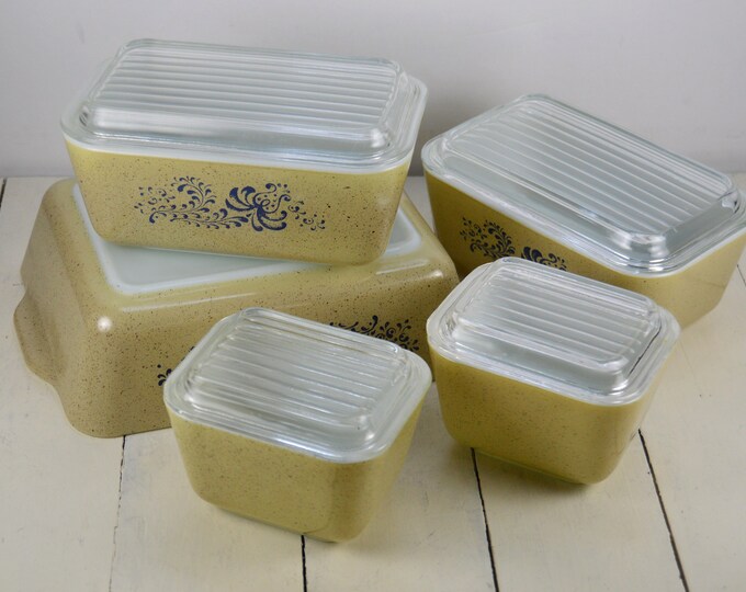 9 Pc Pyrex HOMESTEAD Refrigerator Set, 503 No Lid, 502 + Extra, 501, 5 ...
