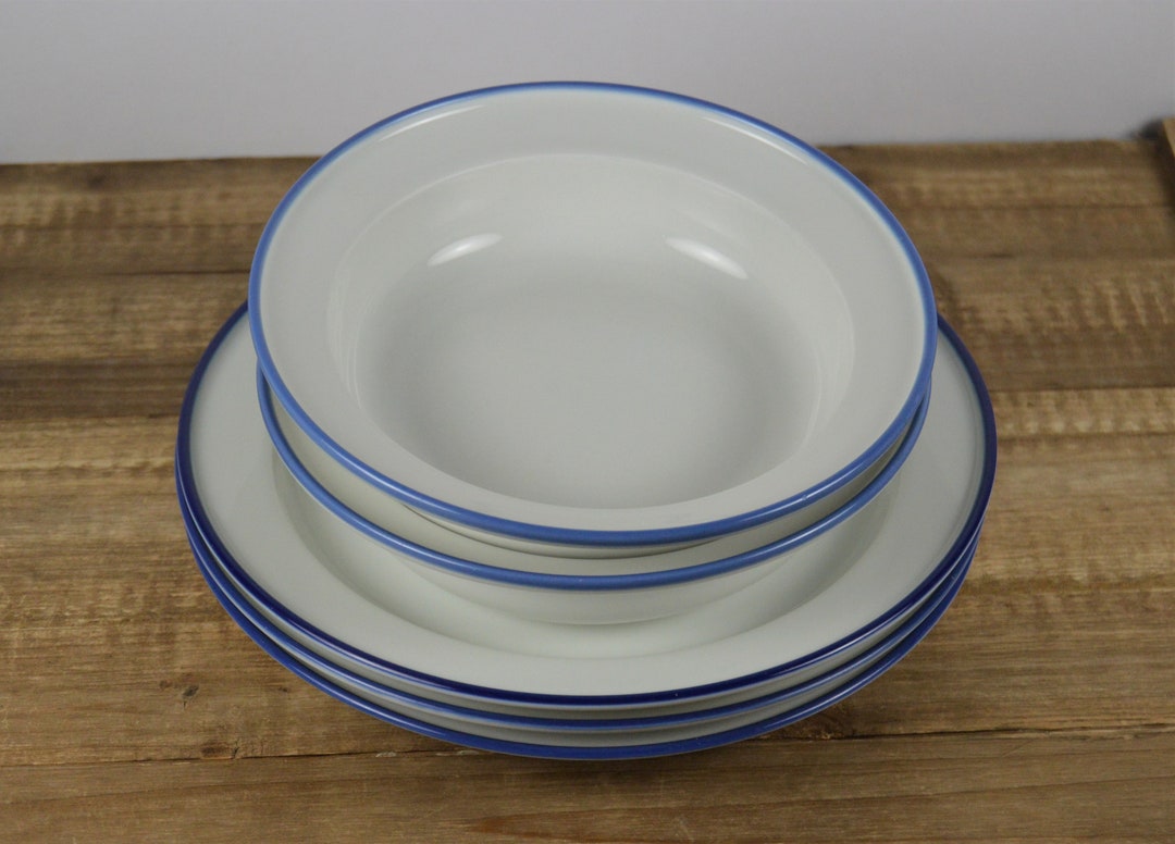 5 Pcs Dansk EPOCH BLUE, 3) 8 1/8" Salad Plates, 2) 6.5" Rim Cereal ...