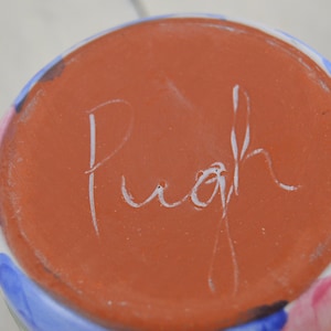 Jan Pugh Packer Creek Pottery 3" Pot With Handles, Hand Painted Blue ...