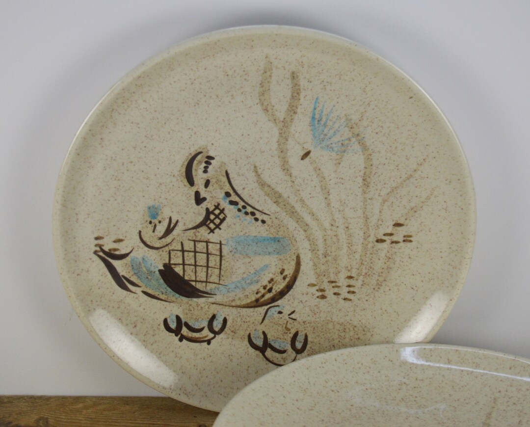 Set of 5 Red Wing BOBWHITE 10.75" Dinner Plates, Natural Speckled With ...