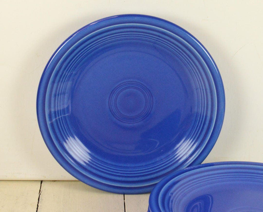 Set of 4 Fiesta SAPPHIRE Blue 7 1/8" Salad Plates, Bright Medium Blue ...