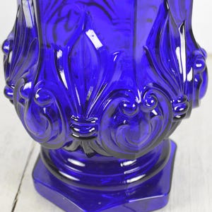Tiara 10 QUEENS VASE Cobalt Blue, Round Rim Paneled Sides and Base ...