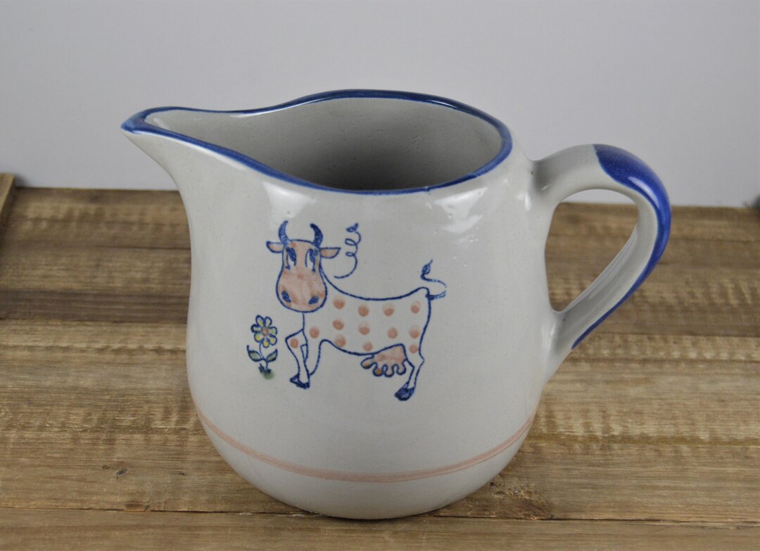 Louisville Stoneware POLKA DOT COW 32 Oz Pitcher, 5.25, Gray Stoneware ...