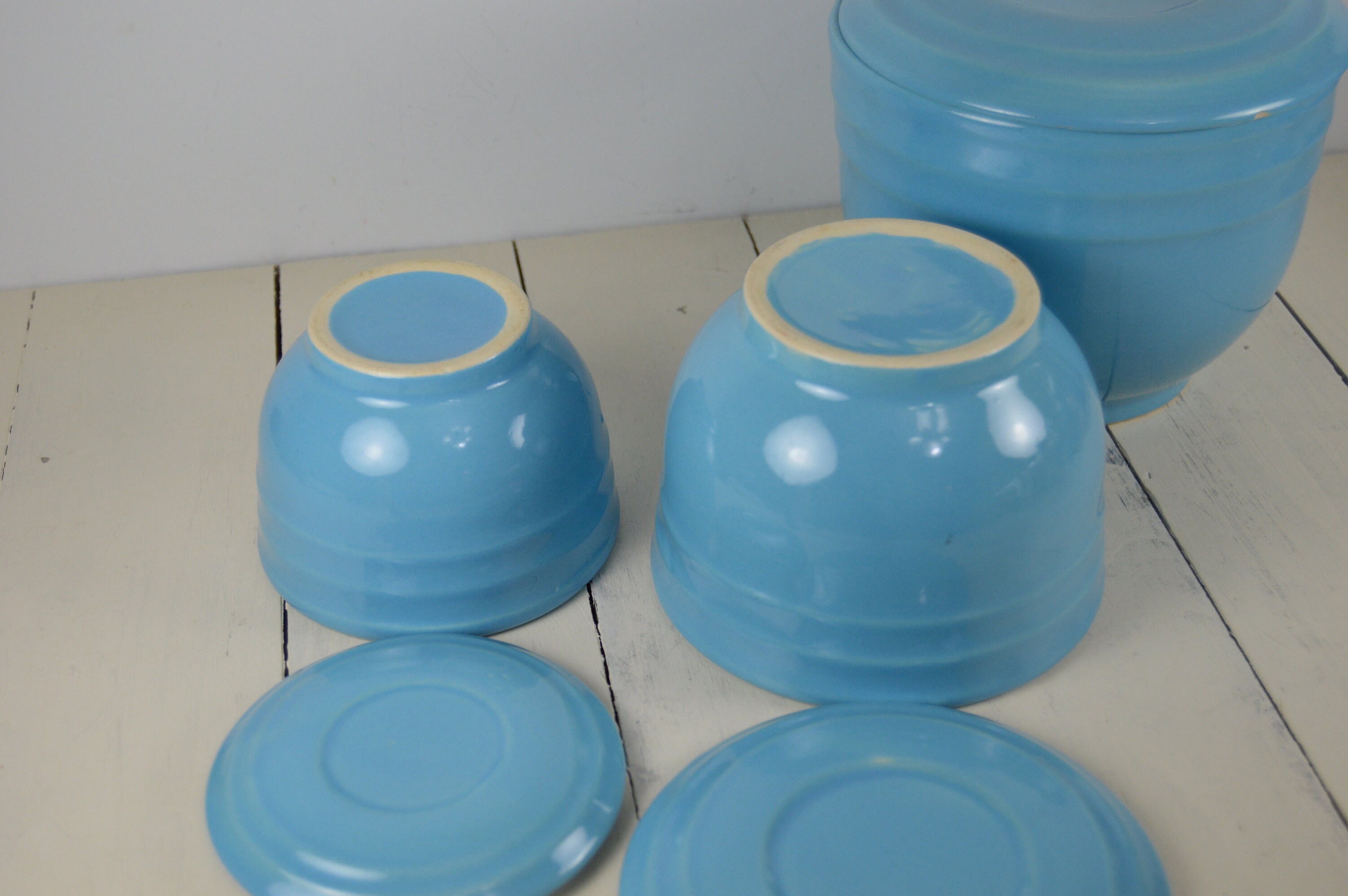 3 Pc Canister Set, Nesting Stacking Flat Lids, 4 5/8