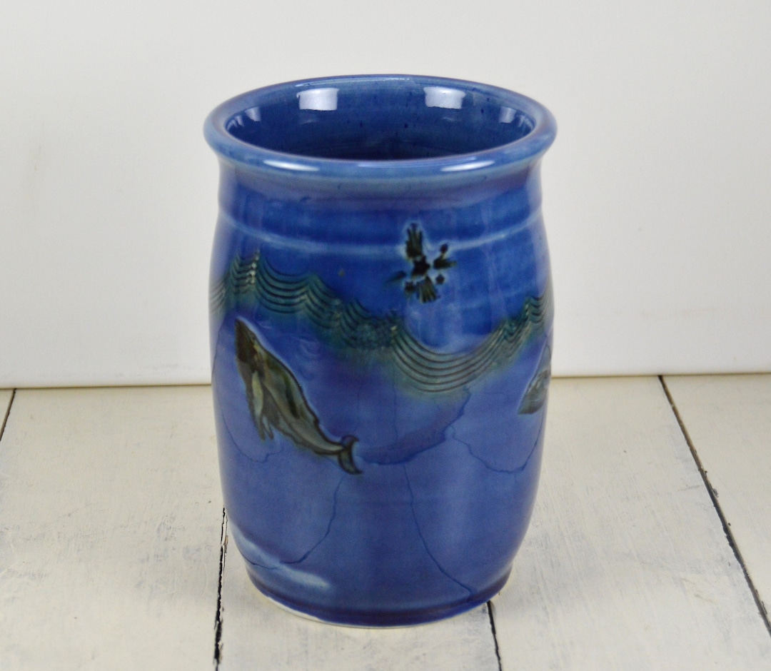 Hand Made Pottery Jar With Whale Design 6, Blue Whale Humpback Whale ...