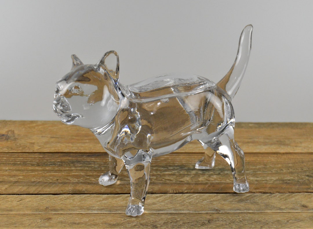 Co-operative Flint Glass Co CAT Covered Dish Trinket Holder Cigarette ...
