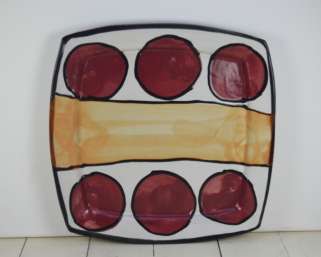 Stephen Kilborn SK Pottery TAOS 11" Square Platter Plate, White Brown ...