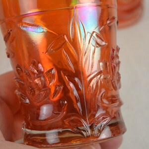 Set of 5 Fenton WATERLILY and CATTAILS Marigold 8 Oz Tumblers, 3 7/8 ...