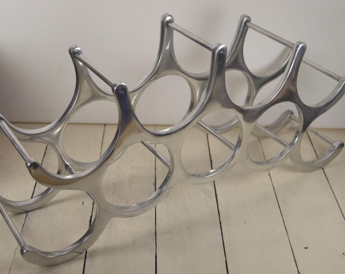 Cast Aluminum Silver Metal Wine Rack 9.25", Holds 9 Regular Sized ...