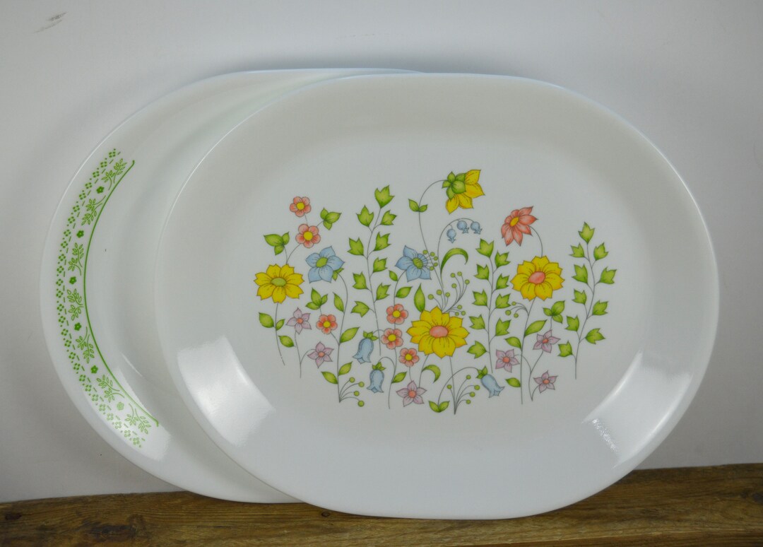 Pair of Corelle 12" Oval Platters, Springtime Theme Colors, 1) Meadow ...