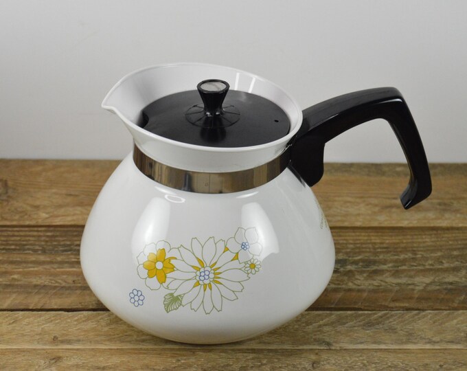 Corning Ware FLORAL BOUQUET 6 Cup Teapot With Lid, P-104-4, White With ...