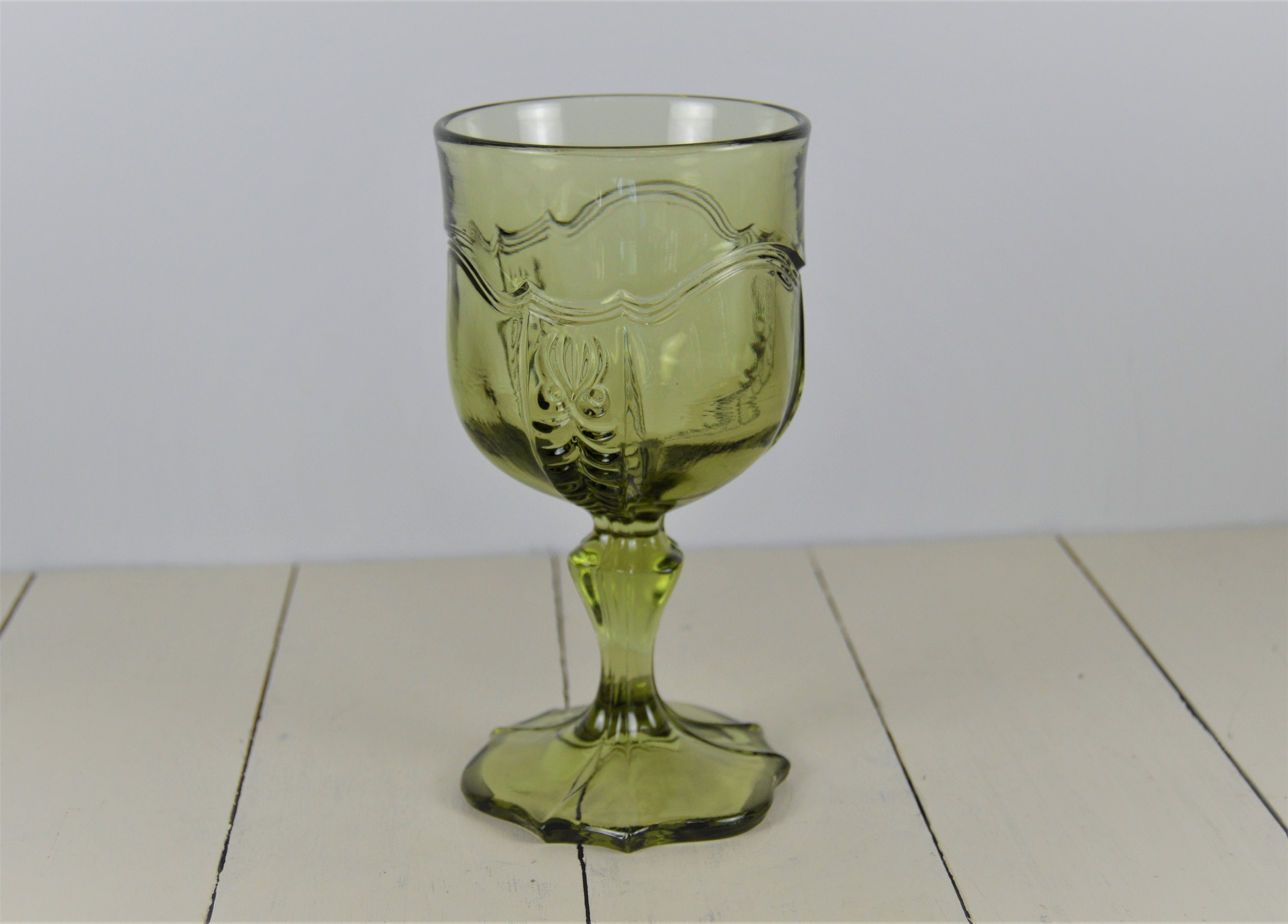 Fenton EMPRESS Colonial Green 10 oz Water Goblet 6.5 | Etsy