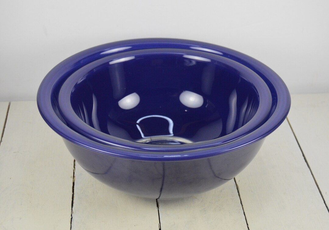 Set of 2 Pyrex Dark Blue Over CLEAR Glass Mixing Nesting Bowls, 323 1.5 ...