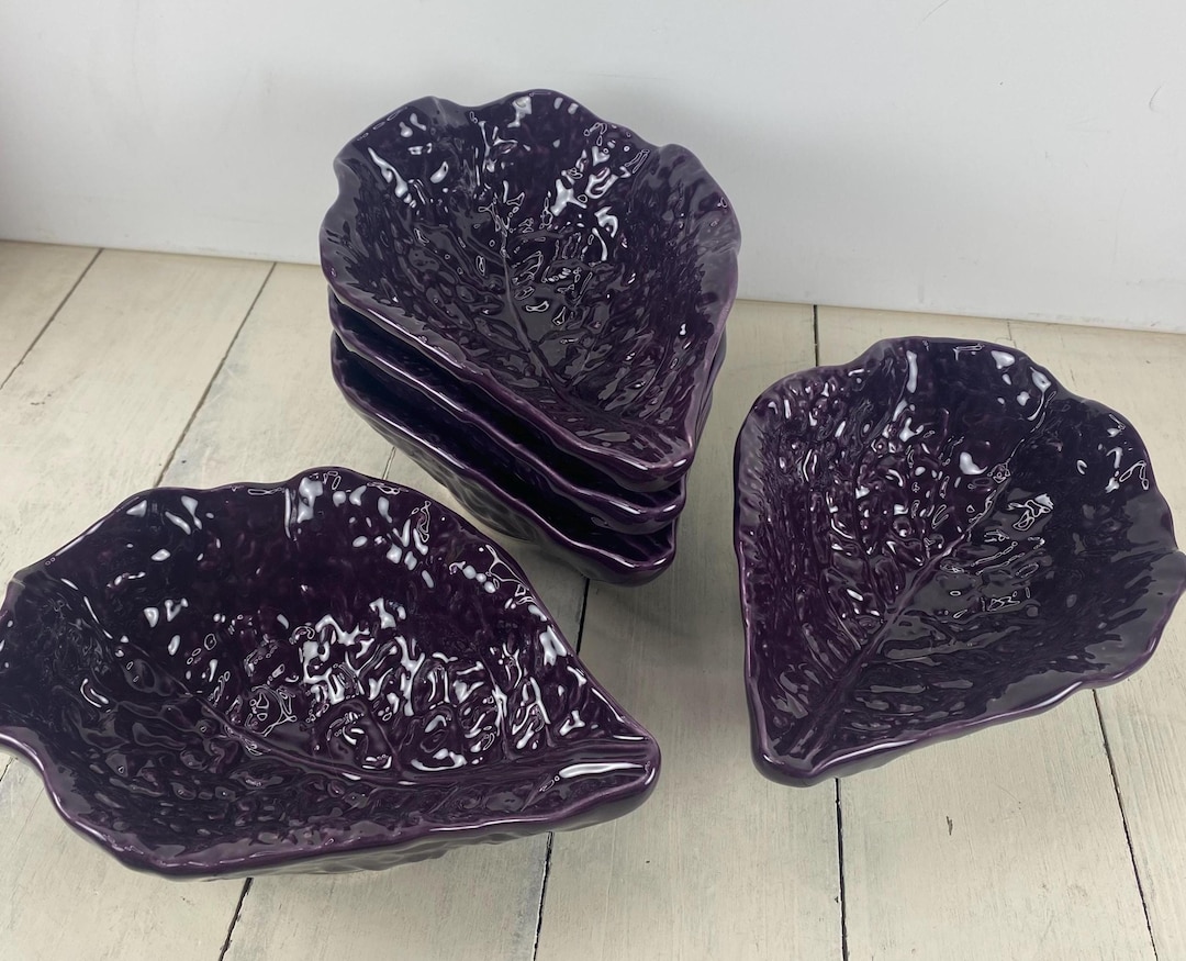 Set of 5 Made in Portugal PURPLE CABBAGE 7.75" Bowls Dishes, Cabbage ...