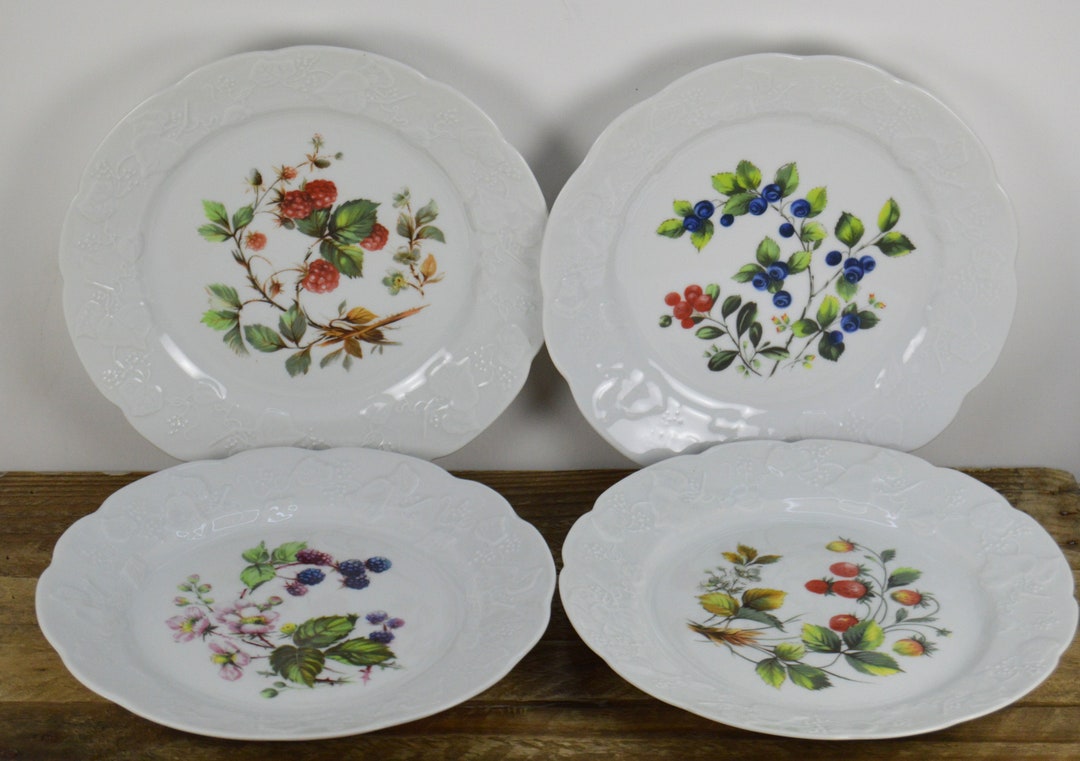 Set of 8 Dansk IVY 8" Accent Salad Plates, White With Raised Ivy Design ...