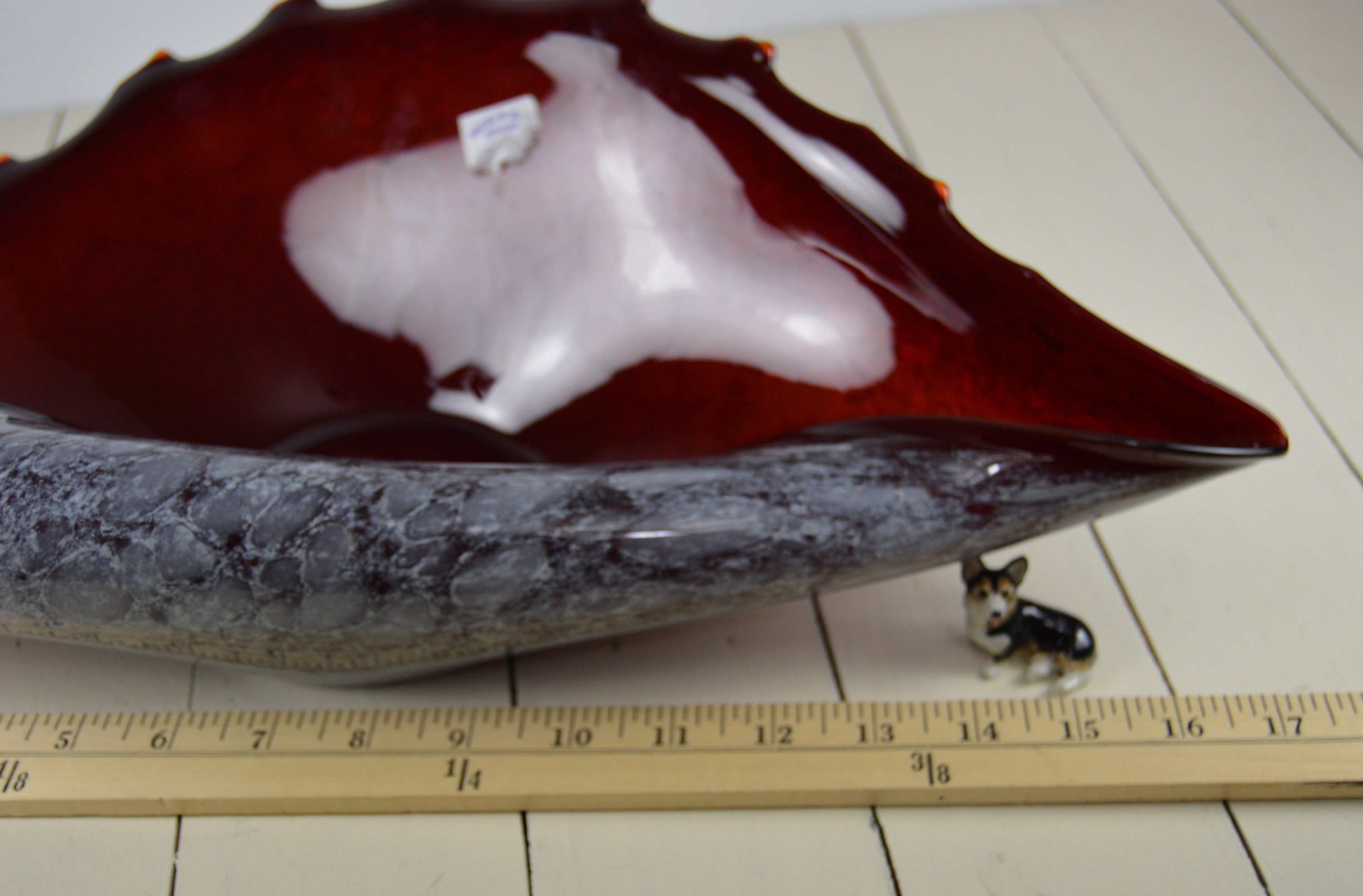 Polish Art Glass Conch Shell 17.25 Red White | Etsy