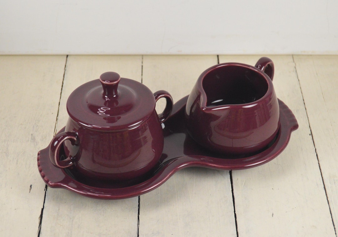 Fiesta CLARET Cream and Sugar Set With Tray, Breakfast Set, Fiestaware ...
