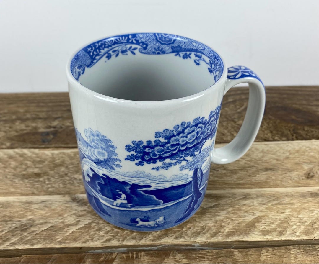 Spode BLUE ITALIAN 9 Oz Mug, Design Inside Rim, Pastoral River Scene ...