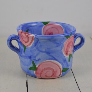 Jan Pugh Packer Creek Pottery 3" Pot With Handles, Hand Painted Blue ...