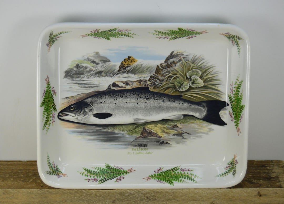 Portmeirion COMPLEAT ANGLER FERN Salmon 12" Lasagna Pan, Rectangular ...