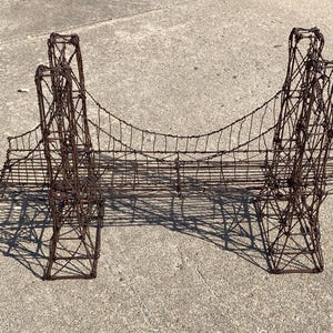 Brutalist Art Metal Wire BROOKLYN BRIDGE Sculpture 16" X 26.5 ...