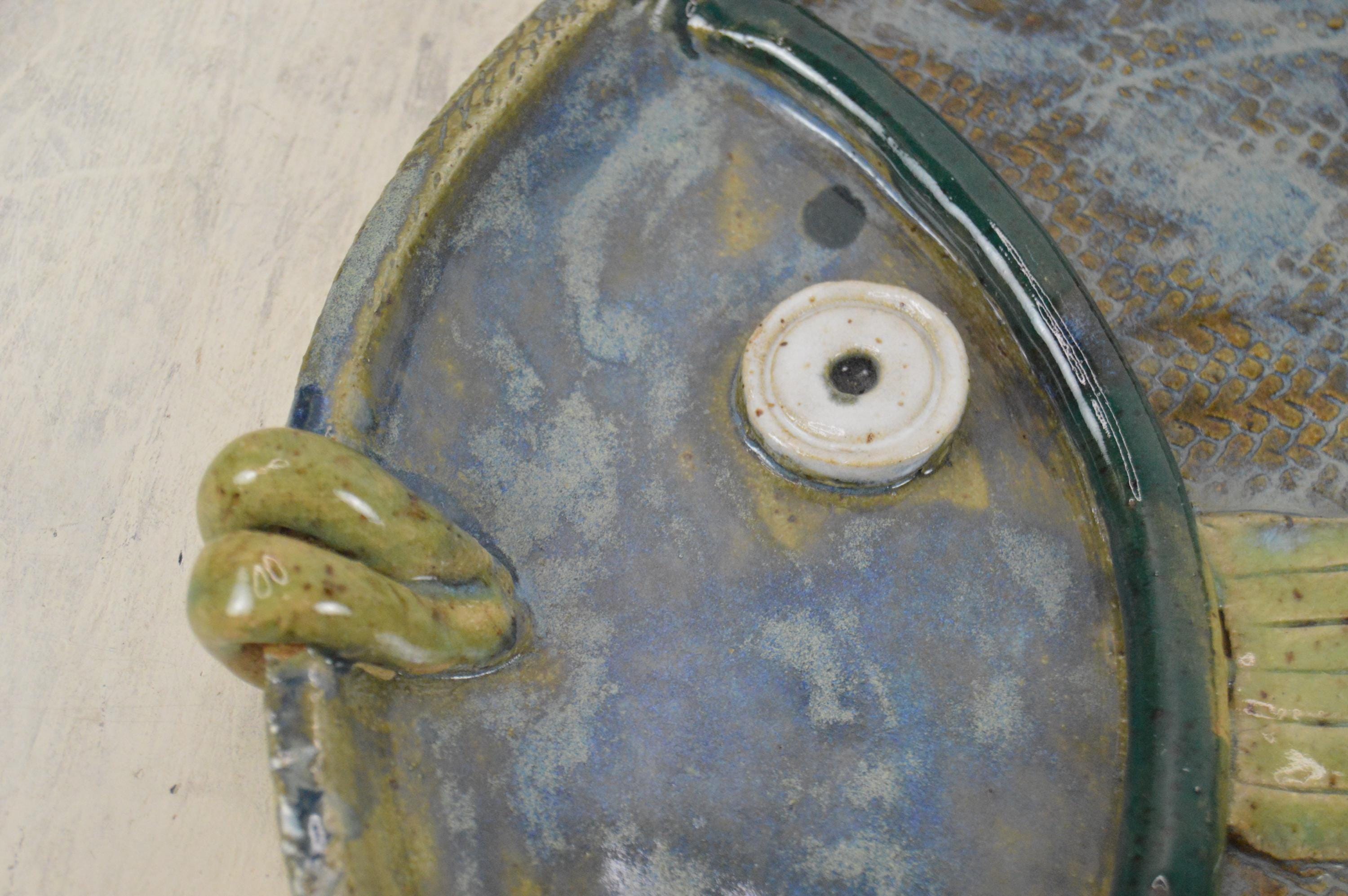 Hand Made Pottery FISH 13.5", Wall Decor (no Hanger) or Fun Platter ...