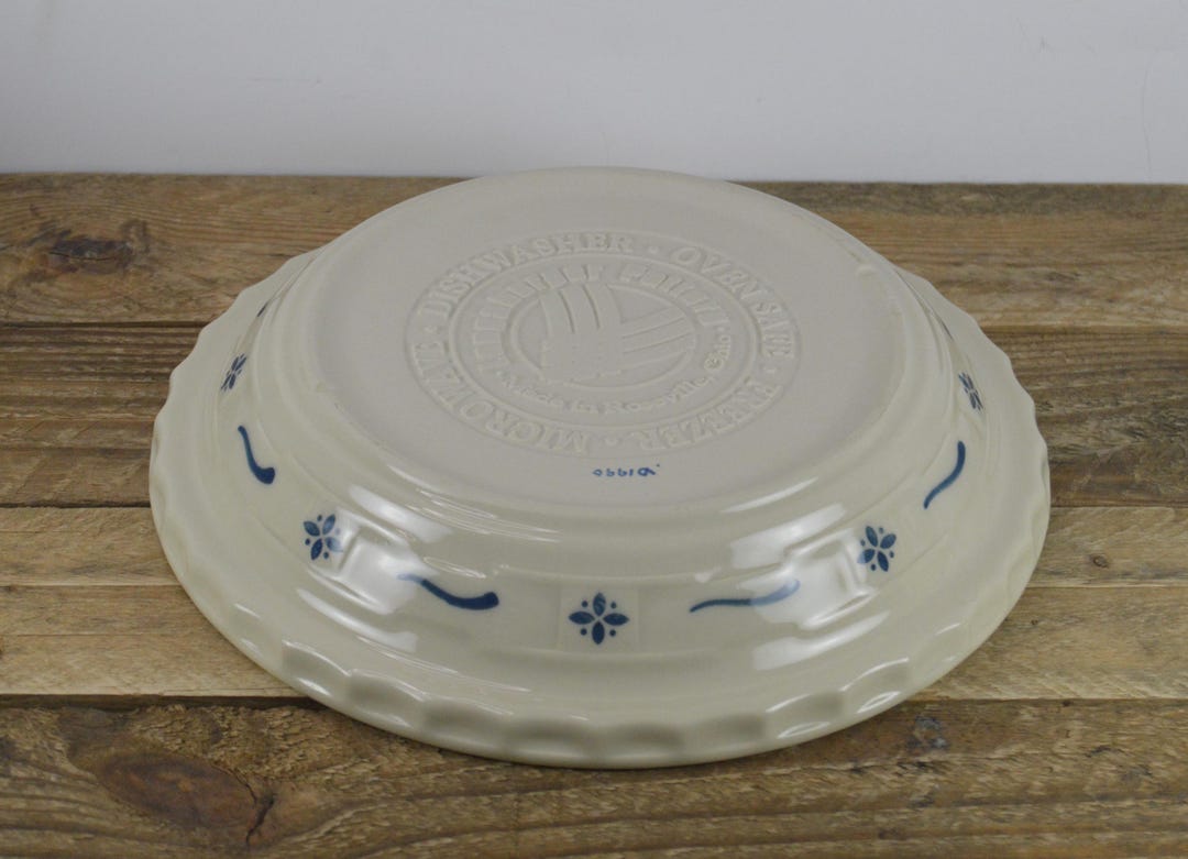 Longaberger TRADITIONS CLASSIC Blue 10" Pie Plate Pan, Decorated Center ...