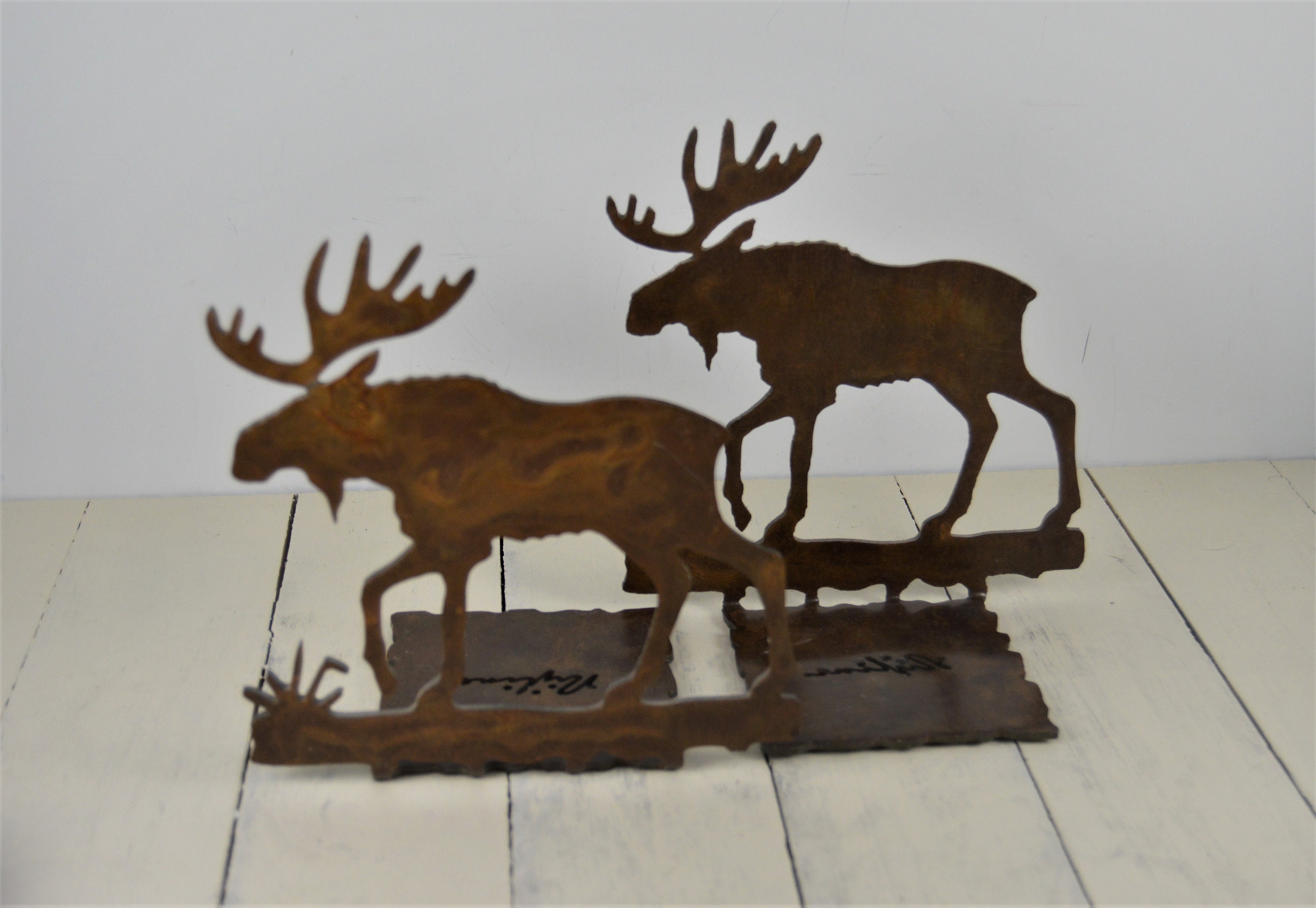 Pair of RIJLINE Metal Cut-out MOOSE Bookends 7.25 | Etsy
