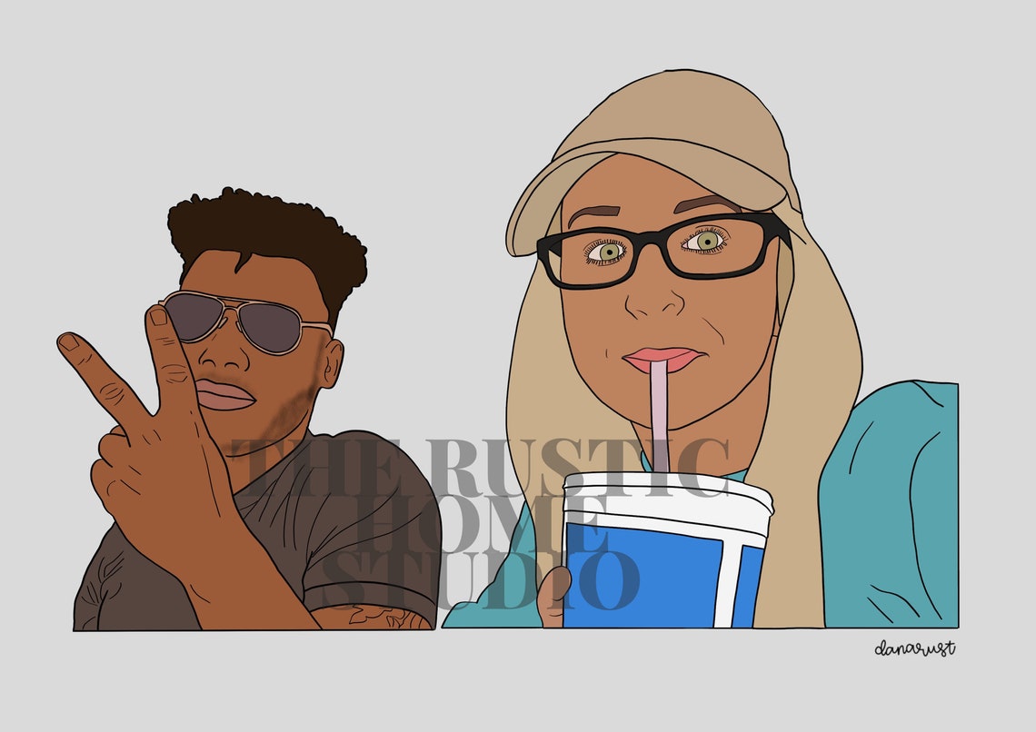 Custom Cartoon Couple Portrait Illustration - Etsy