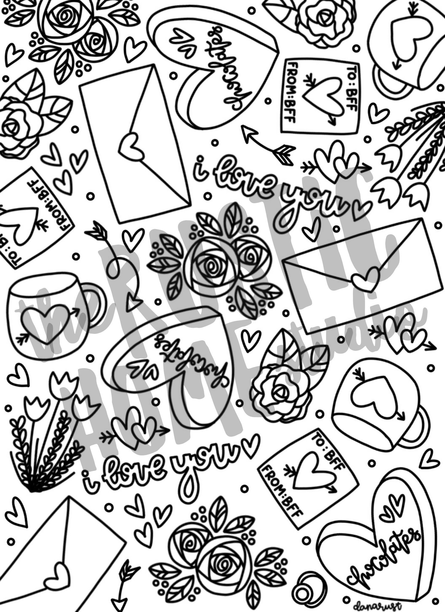 Valentine Coloring Page | February Coloring Page | Love Doodle Coloring ...