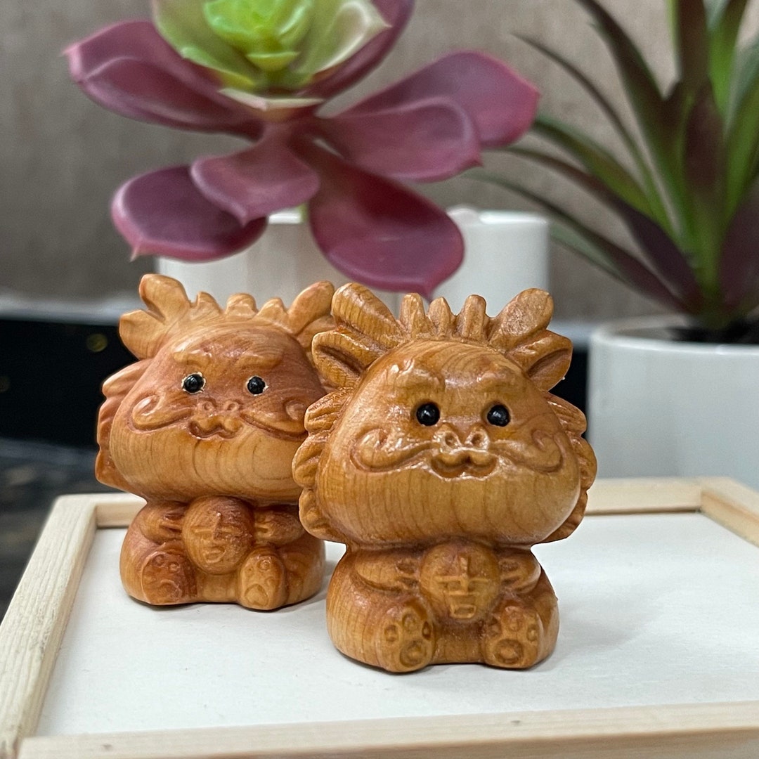 Wooden Dragon, Wooden Dragon Statue, Hand Wood Carving Dragon Figurine ...