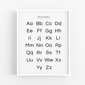 Alphabet Chart - Black and White - Children's Bedroom, Nursery or ...