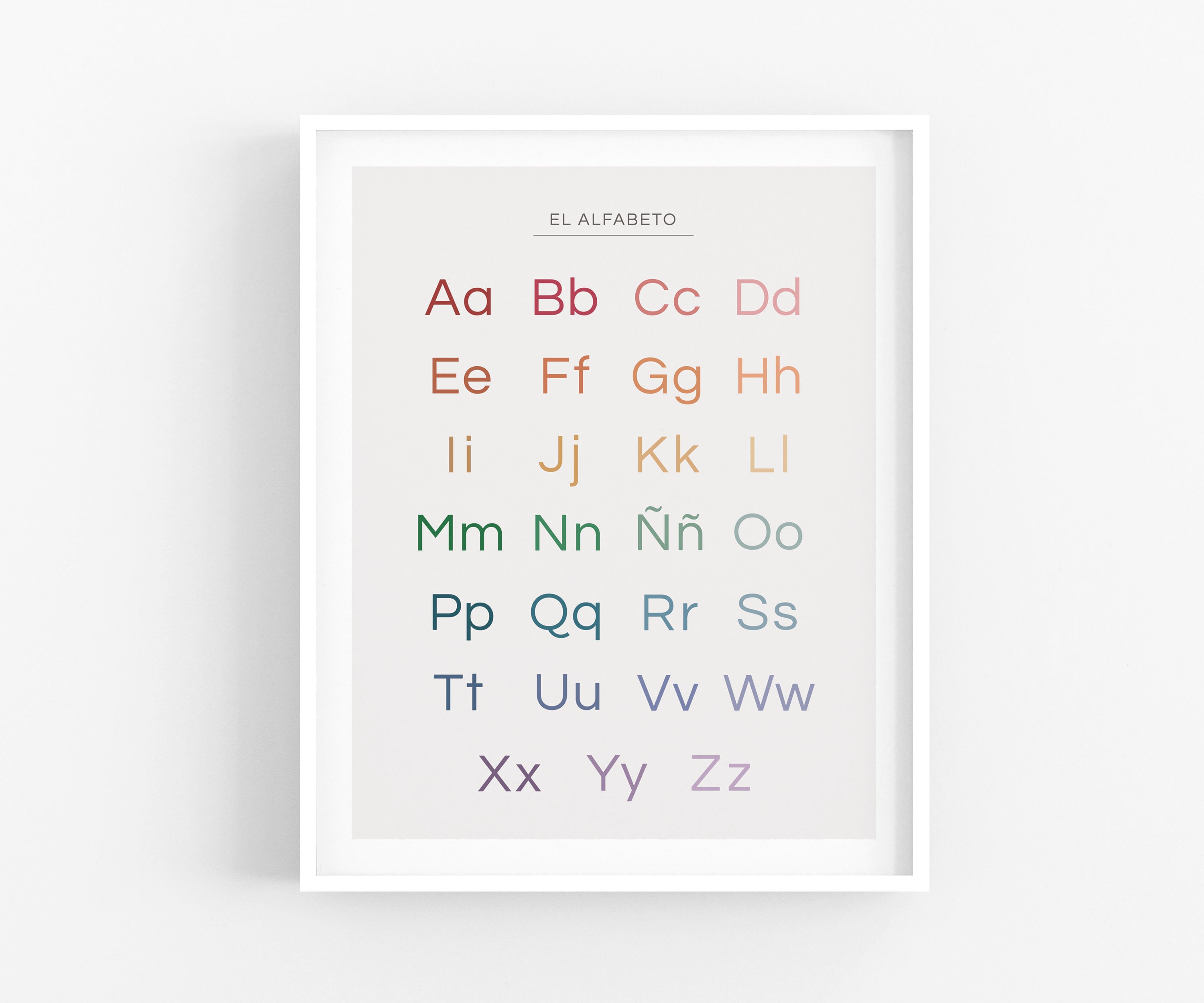 SPANISH Alphabet Chart for Kid's Bedroom, Homeschool or Playroom ...