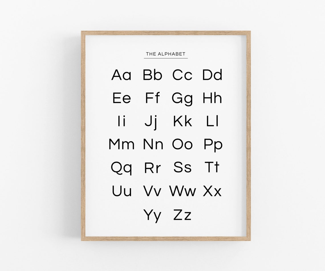 Alphabet Chart - Black and White - Children's Bedroom, Nursery or ...
