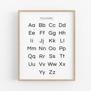 Alphabet Chart - Black and White - Children's Bedroom, Nursery or ...