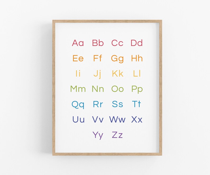 Rainbow Alphabet Chart for Children's Bedroom, Nursery or Playroom ...