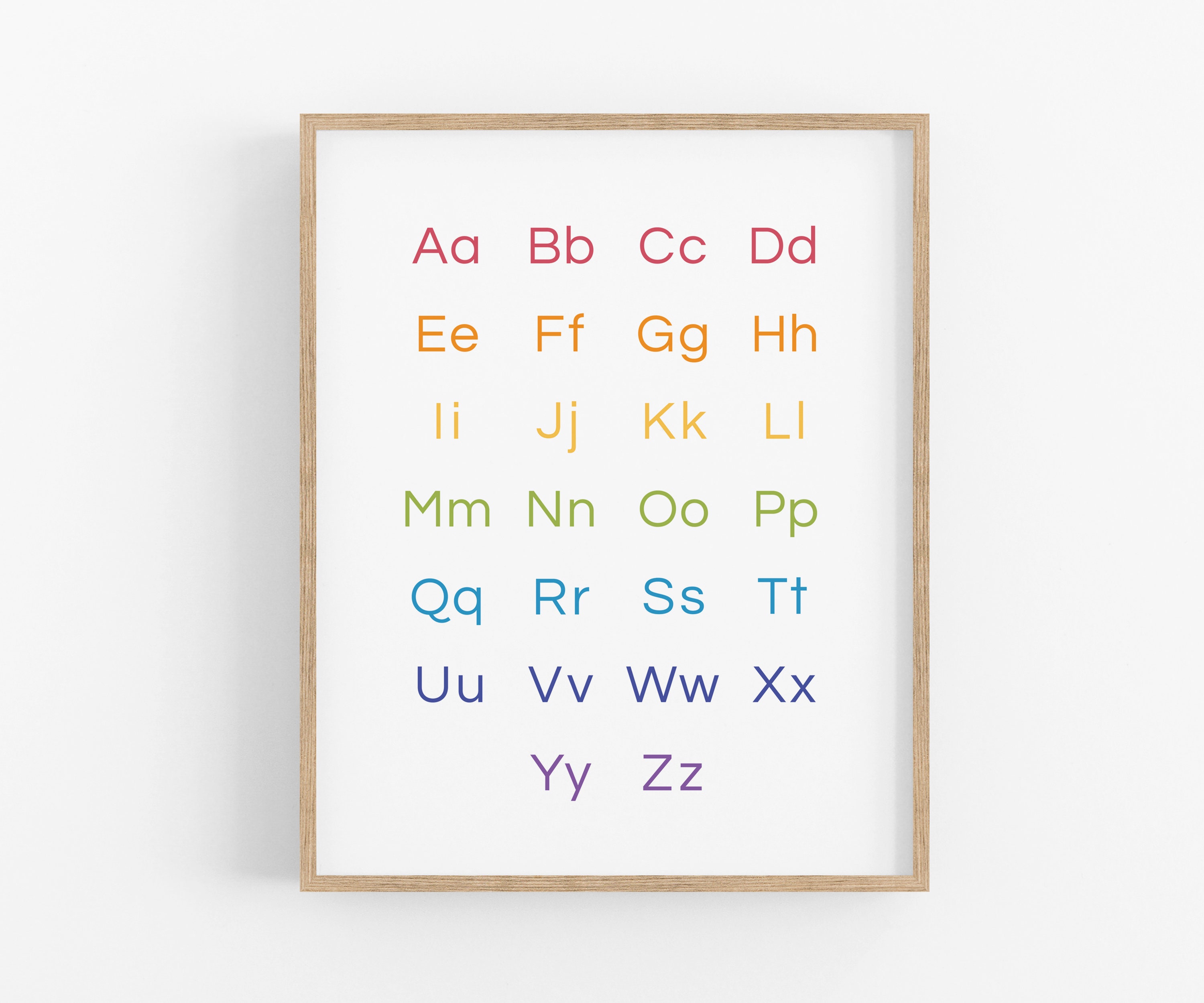 Rainbow Alphabet Chart for Children's Bedroom, Nursery or Playroom ...