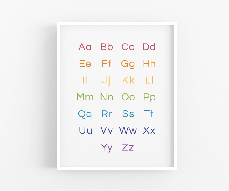 Rainbow Alphabet Chart for Children's Bedroom, Nursery or Playroom ...